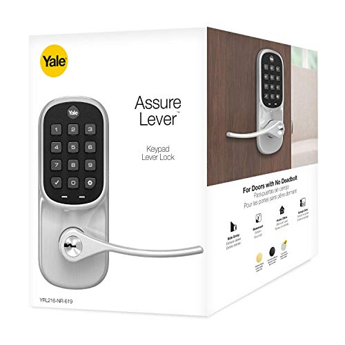 Yale Assure Lever - Z-Wave Smart Door Lever for Keyless Access (for Doors with no deadbolt) - Works with Ring Alarm, Samsung SmartThings and More -Satin Nickel - YRL216-ZW2-619