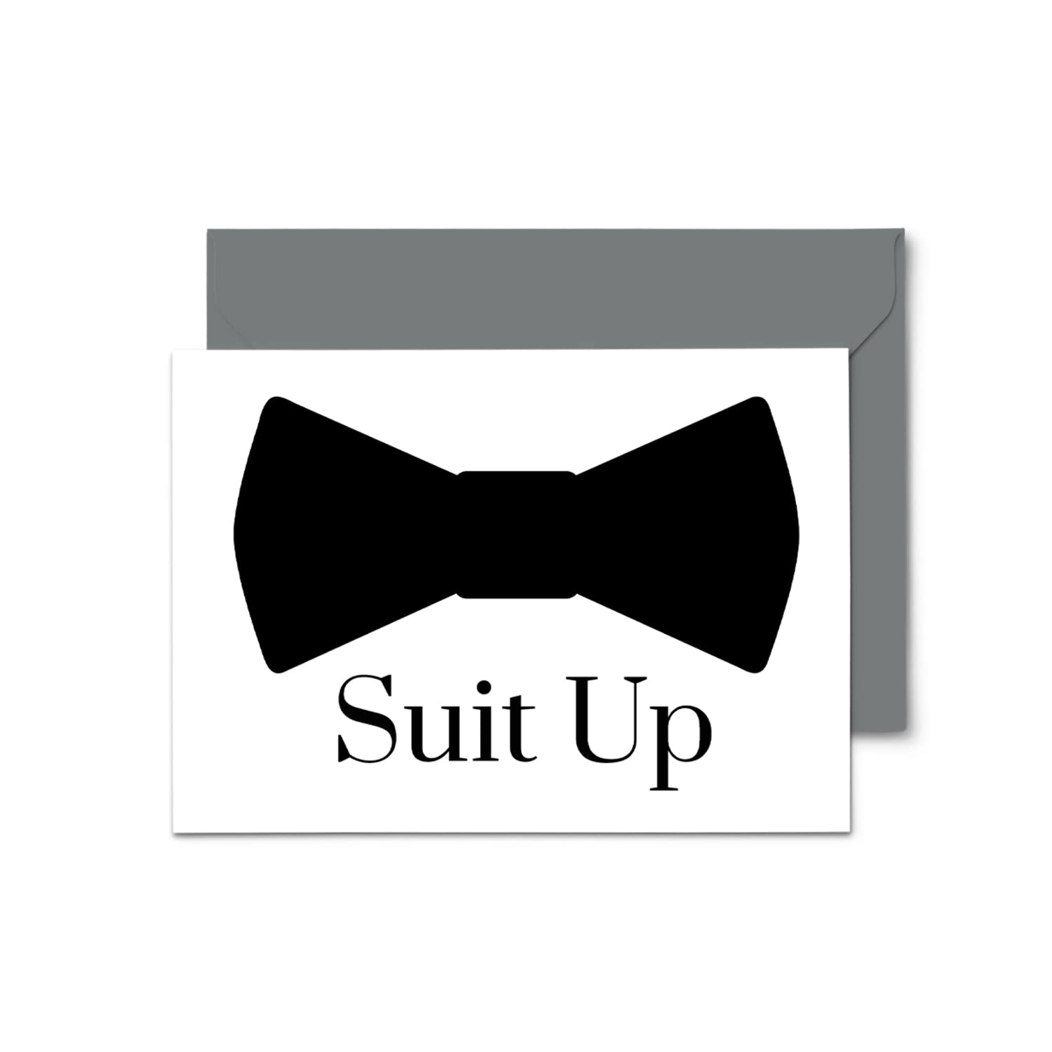 Suit Up Cards with Grey Envelopes, Wedding Proposal Invites for Groomsmen, Best Man Ushers, Bridal Party, Multi-Use Set Formal Events, 8 Pack