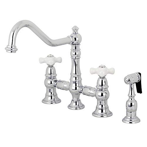 Kingston Brass KS3271PXBS Restoration Bridge Kitchen Faucet, Polished Chrome