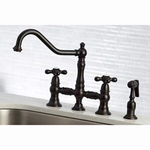 Kingston Brass KS3275AXBS Restoration Bridge Kitchen Faucet, Oil Rubbed Bronze