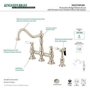 Kingston Brass KS3276PLBS Restoration Bridge Kitchen Faucet, Polished Nickel