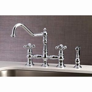 Kingston Brass KS3271AXBS Restoration Bridge Kitchen Faucet, Polished Chrome