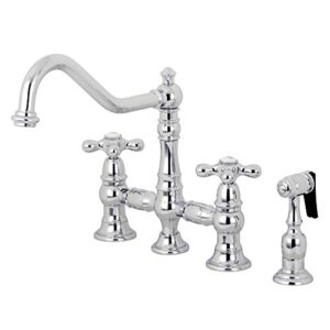 kingston brass ks3271axbs restoration bridge kitchen faucet, polished chrome