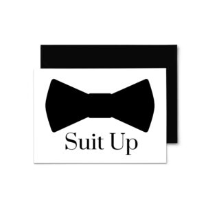 suit up cards with black envelopes, wedding proposal invites for groomsmen, best man ushers, bridal party, multi-use set formal events, 8 pack