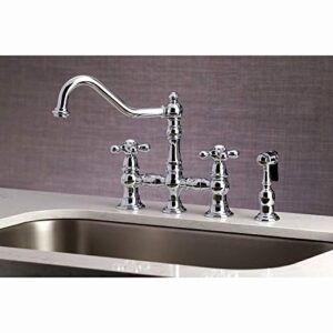 Kingston Brass KS3271AXBS Restoration Bridge Kitchen Faucet, Polished Chrome