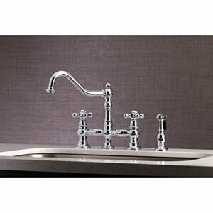 Kingston Brass KS3271AXBS Restoration Bridge Kitchen Faucet, Polished Chrome