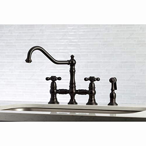 Kingston Brass KS3275AXBS Restoration Bridge Kitchen Faucet, Oil Rubbed Bronze