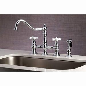 Kingston Brass KS3271PXBS Restoration Bridge Kitchen Faucet, Polished Chrome