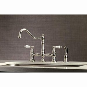 Kingston Brass KS3276PLBS Restoration Bridge Kitchen Faucet, Polished Nickel