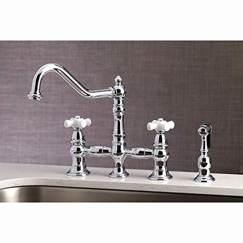 Kingston Brass KS3271PXBS Restoration Bridge Kitchen Faucet, Polished Chrome