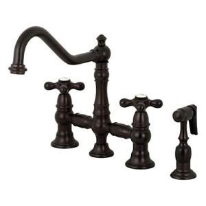 kingston brass ks3275axbs restoration bridge kitchen faucet, oil rubbed bronze