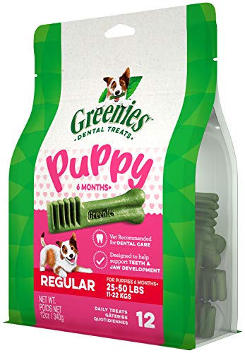 Greenies Puppy 6+ Months Regular Natural Dog Dental Care Dog Treats, 12 oz. Pack (12 Treats)