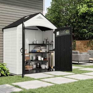 Suncast Vista 7' x 4' Outdoor Storage Shed with Pad-Lockable Double Doors and IllumiVent System, All-Weather Shed for Yard Storage, Brown