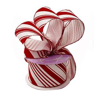 candy cane wired christmas ribbon - 2 1/2" x 10 yards, red white peppermint, holiday, garland, gifts, wrapping, wreath