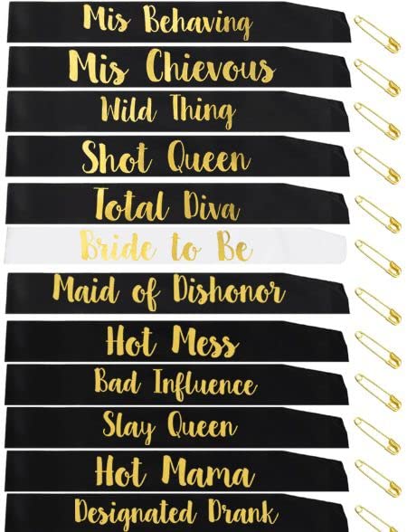 GEMICH Bride sash/Bridesmaid sash(12 Pack)