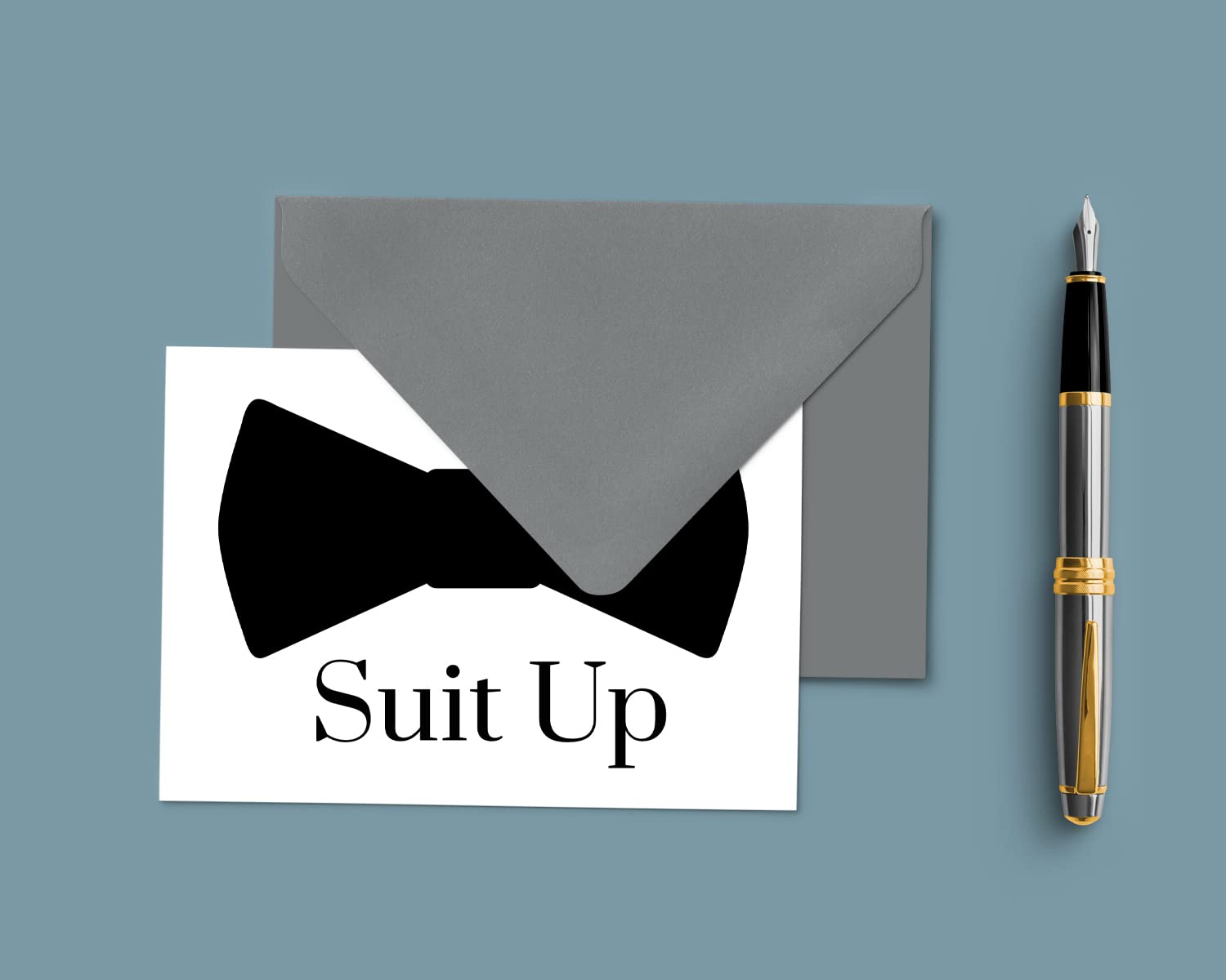 Suit Up Cards with Grey Envelopes, Wedding Proposal Invites for Groomsmen, Best Man Ushers, Bridal Party, Multi-Use Set Formal Events, 8 Pack