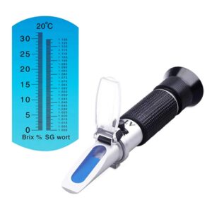 Brix Refractometer with ATC Digital Handheld Refractometer for Homebrew Wort Beer Wine Fruit Sugar, Dual Scale-Specific Gravity 1.000-1.130 and Brix 0-32% (Black)