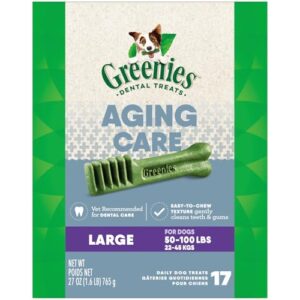 greenies aging care large natural dental care dog treats, 27 oz. pack (17 treats)