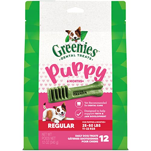 Greenies Puppy 6+ Months Regular Natural Dog Dental Care Dog Treats, 12 oz. Pack (12 Treats)