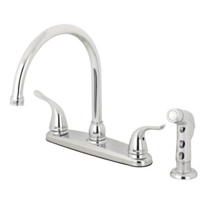 kingston brass kb791ylsp yosemite 8" centerset kitchen faucet, 8-3/4 inch in spout reach, polished chrome