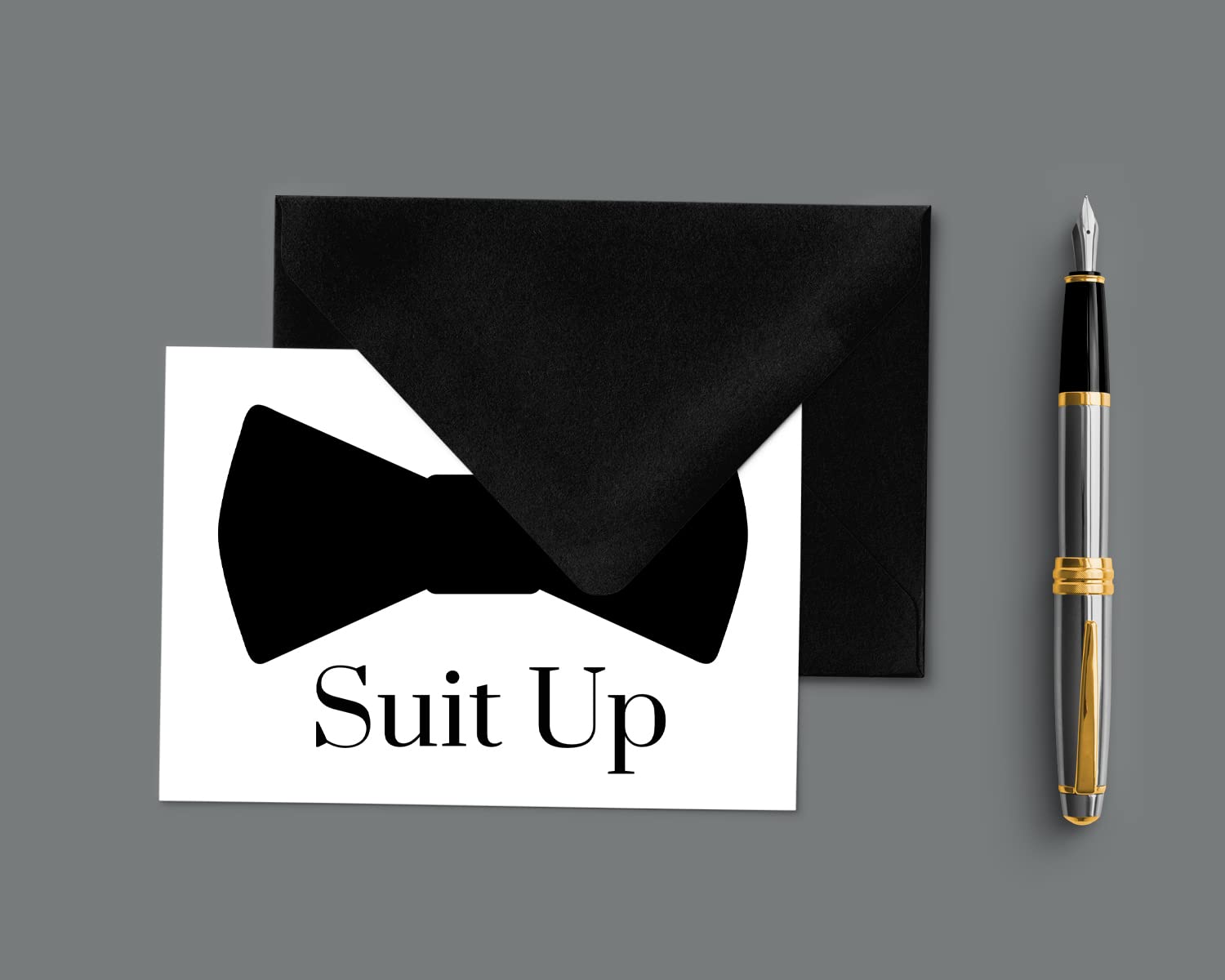 Suit Up Cards with Black Envelopes, Wedding Proposal Invites for Groomsmen, Best Man Ushers, Bridal Party, Multi-Use Set Formal Events, 8 Pack