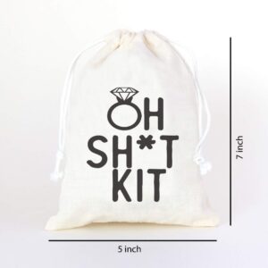 Oh Shit Kit Drawstring Hangover Bachelorette Kit Bags Cotton Muslin Drawstring Bags for Bridal Shower Hen's Party Kit Bag