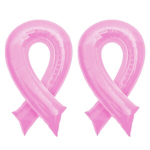 set of 2 breast cancer awareness pink ribbon jumbo 36" foil balloons