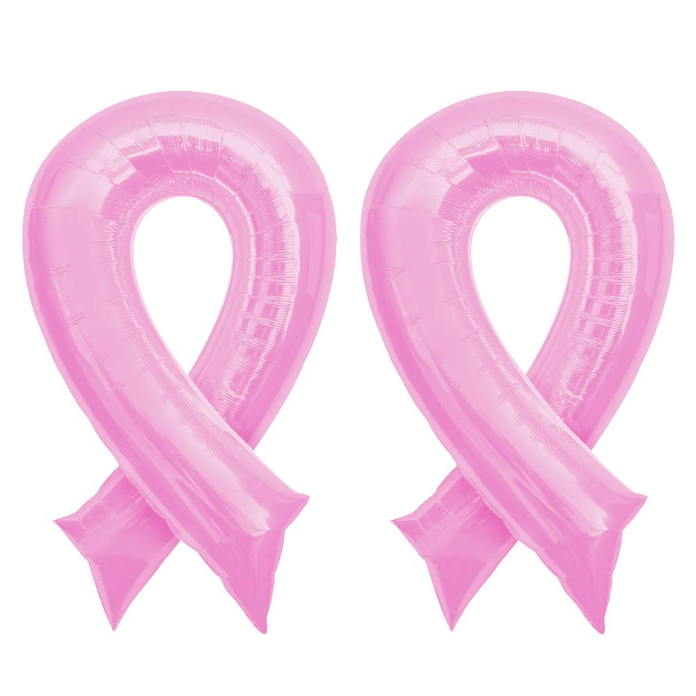 Set of 2 Breast Cancer Awareness Pink Ribbon Jumbo 36" Foil Balloons