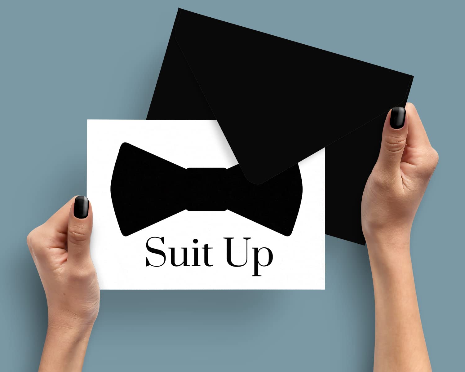 Suit Up Cards with Black Envelopes, Wedding Proposal Invites for Groomsmen, Best Man Ushers, Bridal Party, Multi-Use Set Formal Events, 8 Pack