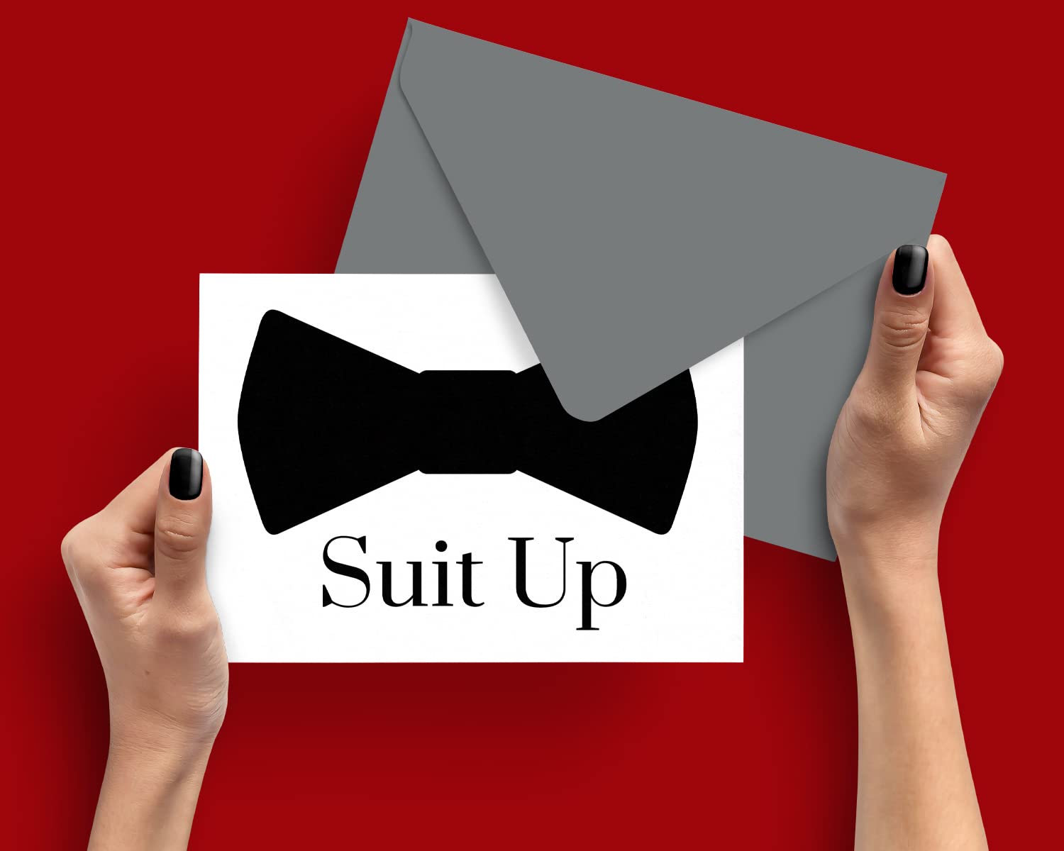 Suit Up Cards with Grey Envelopes, Wedding Proposal Invites for Groomsmen, Best Man Ushers, Bridal Party, Multi-Use Set Formal Events, 8 Pack