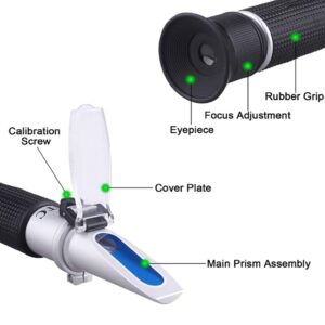 Brix Refractometer with ATC Digital Handheld Refractometer for Homebrew Wort Beer Wine Fruit Sugar, Dual Scale-Specific Gravity 1.000-1.130 and Brix 0-32% (Black)