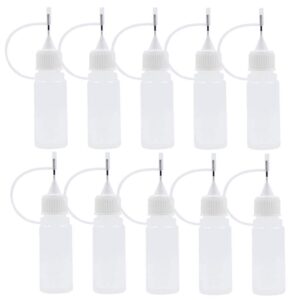 akoak 12 pcs plastic squeezable tip applicator bottle,dropper bottles with needle tip caps for glue/liquid/oil,capacity 15ml (white cap)