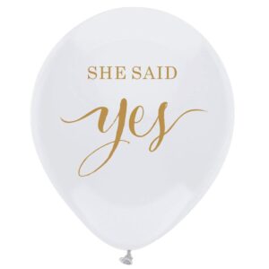 magjuche white she said yes balloons, 16pcs gold bridal shower engagement, wedding send off party decorations, photo prop