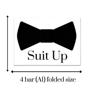 Suit Up Cards with Black Envelopes, Wedding Proposal Invites for Groomsmen, Best Man Ushers, Bridal Party, Multi-Use Set Formal Events, 8 Pack