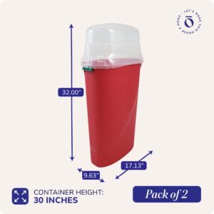 HOMZ 2-Pack Gift Wrap Plastic Storage Organizer, Vertical Wrapping Paper Holder, Red/Clear