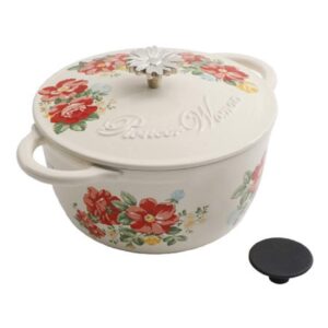 the pioneer woman timeless beauty vintage floral 3-quart enameled cast iron casserole w/lid