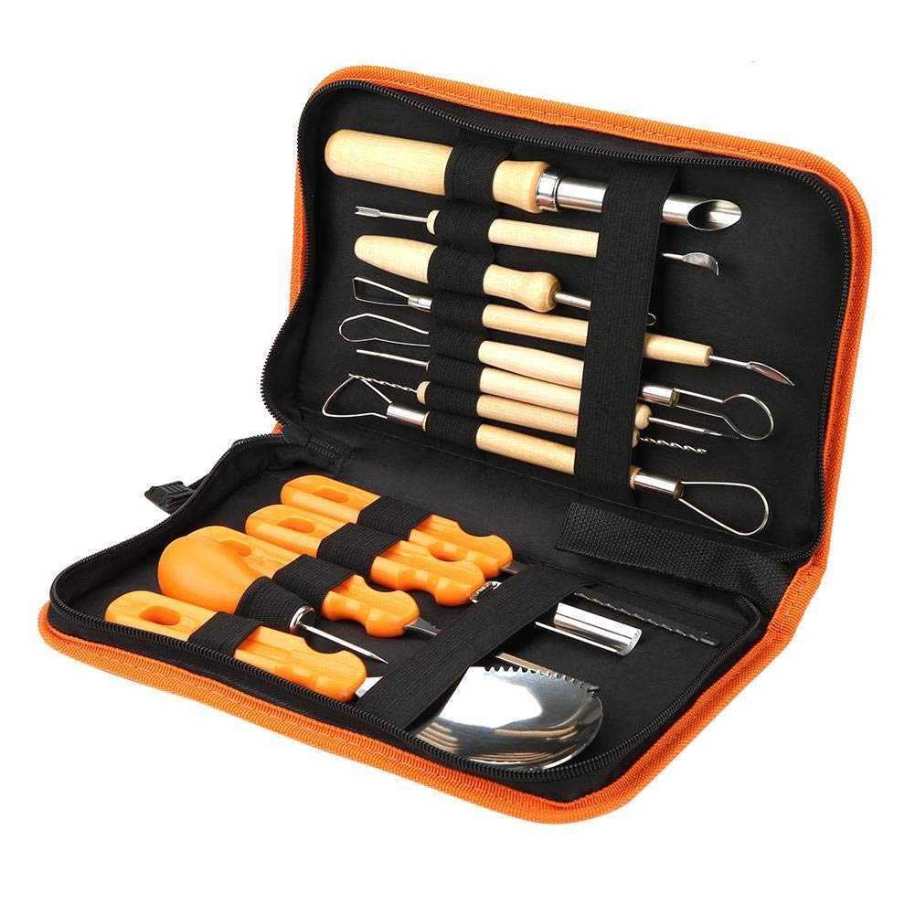 Pumpkin Carving Tool Kit Heavy Duty Stainless Steel Carving Set Easily Carve Sculpt Halloween Halloween Pumpkin Carving Tools Carving Kit Halloween Heavy Duty Carving Set with Carrying Case