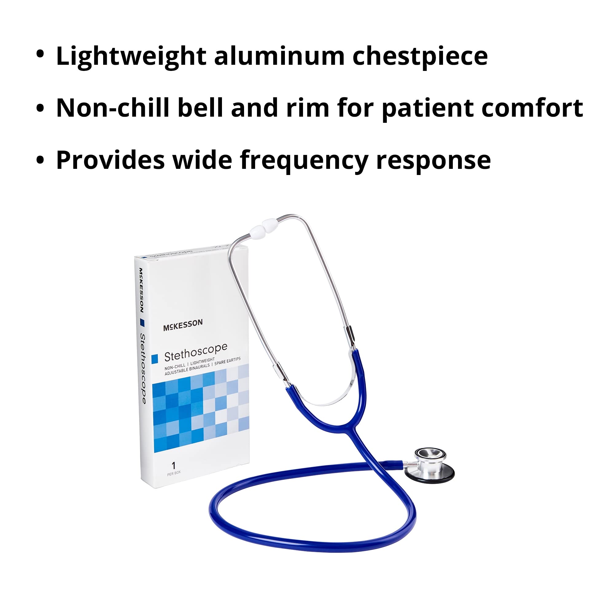 McKesson Stethoscope, Lightweight, Double-Sided Chestpiece, Adjustable Binaurals, Royal Blue, 22 in, 1 Count