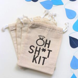 Oh Shit Kit Drawstring Hangover Bachelorette Kit Bags Cotton Muslin Drawstring Bags for Bridal Shower Hen's Party Kit Bag