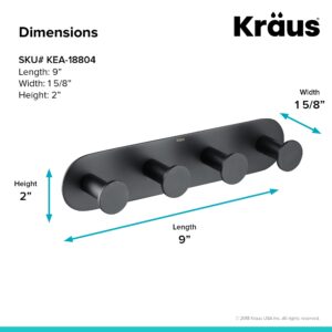 Kraus Elie Bathroom Robe and Towel Hook Rack with 4 Hooks, Matte Black Finish, KEA-18804MB