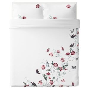 IKEA Jattelilja Duvet Cover and Pillowcases White Floral Patterned Size: Full/Queen (Double/Queen) 804.125.11