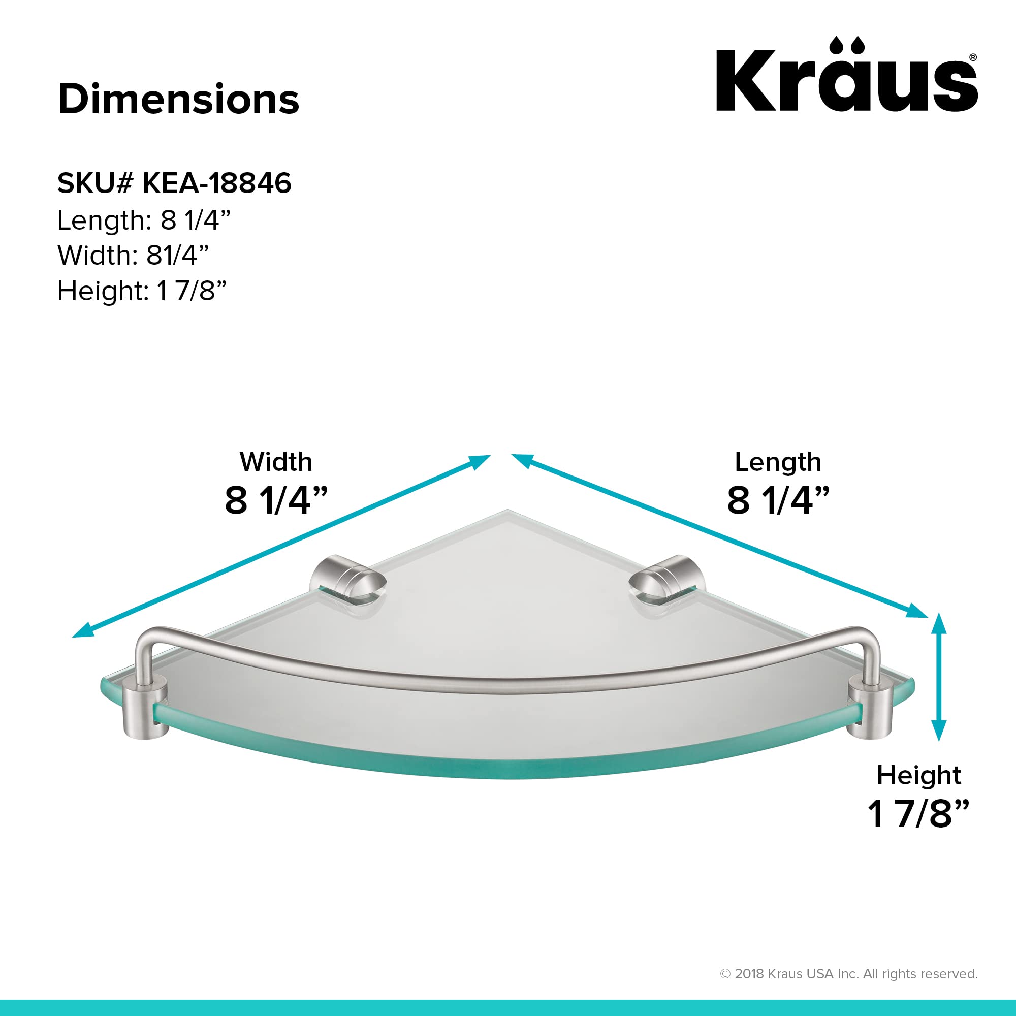 Kraus Elie Corner Bathroom Shelf, Brushed Nickel Finish, KEA-18846BN