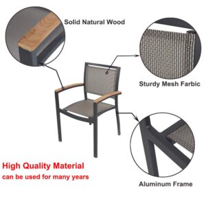 LUCKYERMORE Set of 4 Stacking Metal Patio Dining Chair - Heavy Duty Frame and Comfortable Mesh Seat Armchair for Commercial Restaurant Use