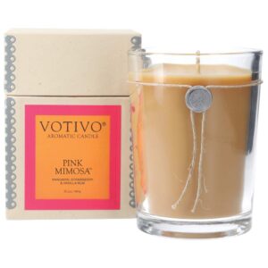 votivo 16.2oz large aromatic soy blend candle, highly fragranced luxury home décor-teak