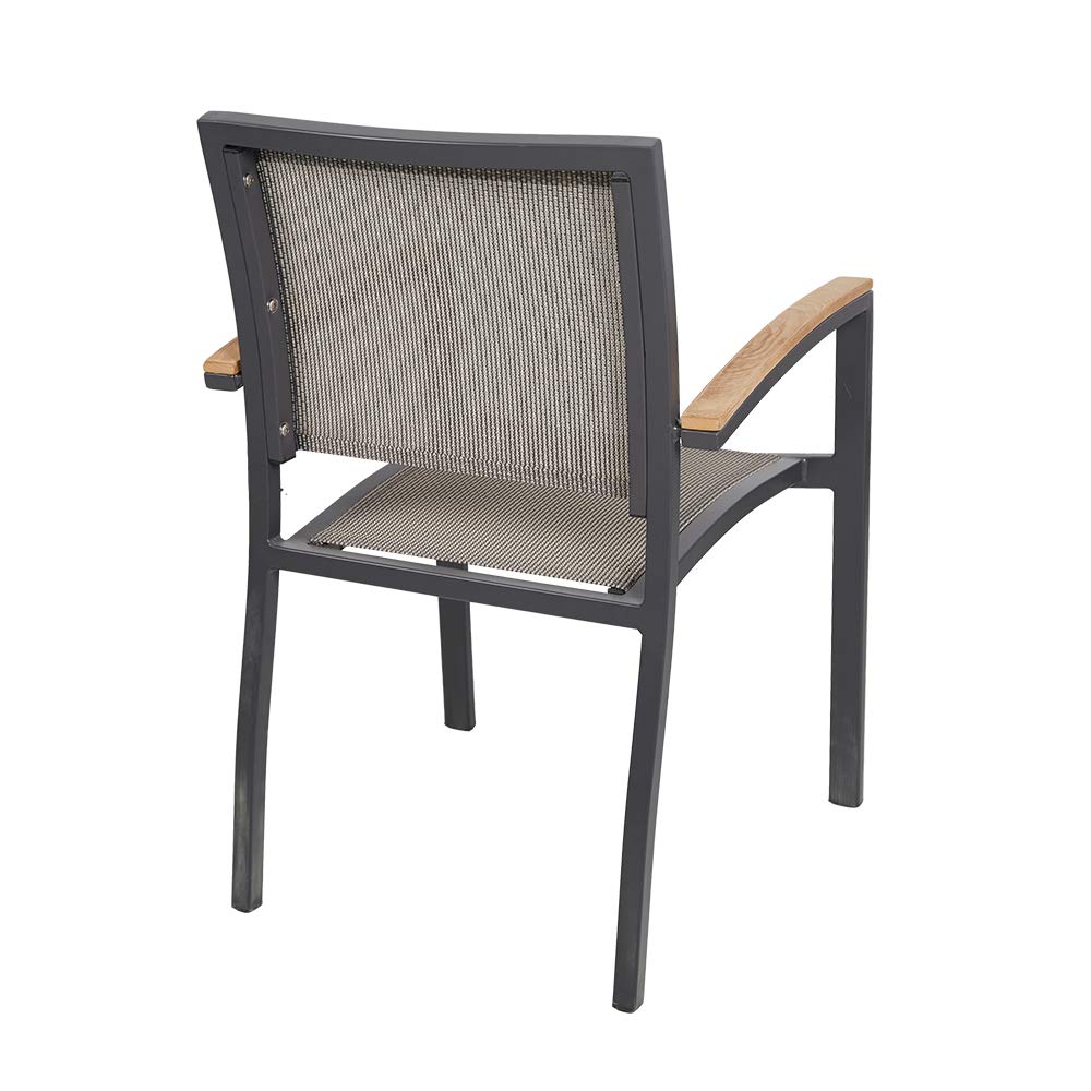 LUCKYERMORE Set of 4 Stacking Metal Patio Dining Chair - Heavy Duty Frame and Comfortable Mesh Seat Armchair for Commercial Restaurant Use