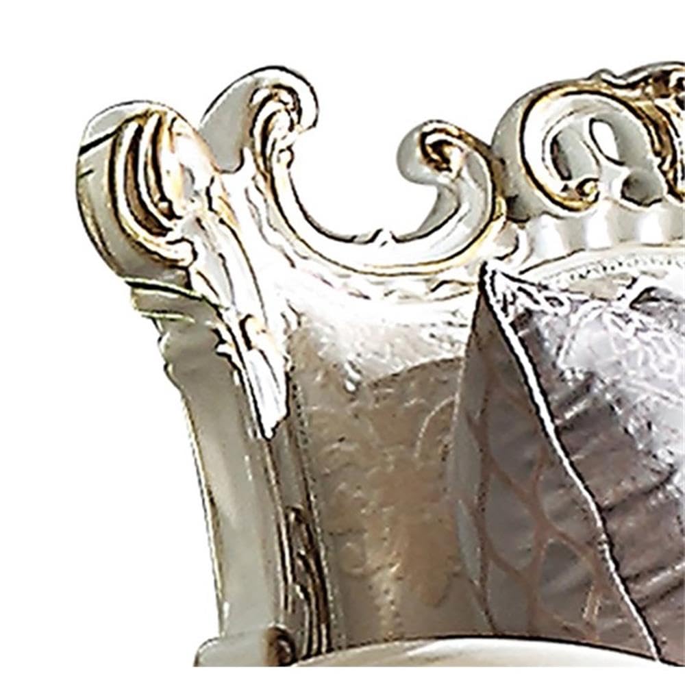 Acme Picardy II Loveseat with 4 Pillows in Fabric and Antique Pearl