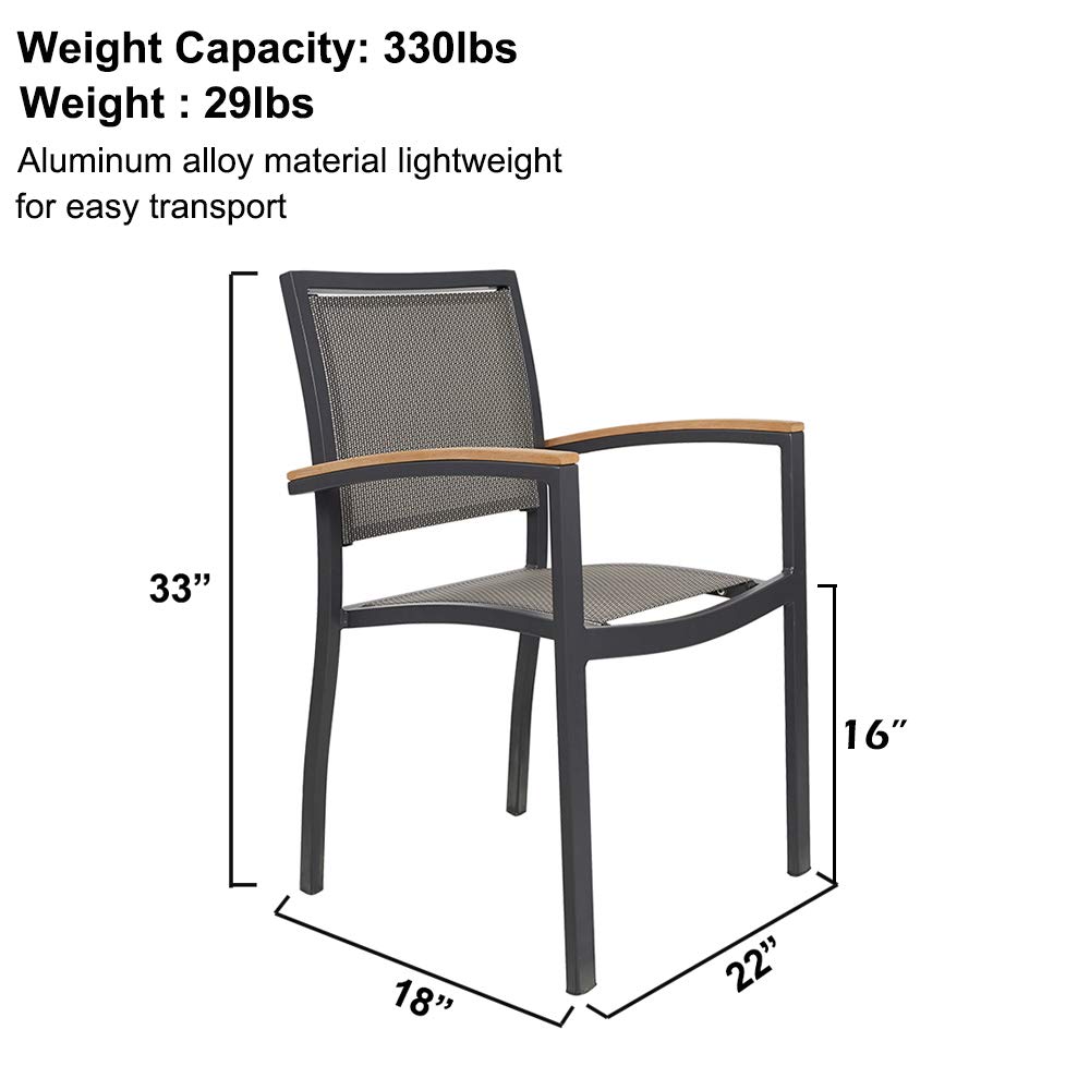 LUCKYERMORE Set of 4 Stacking Metal Patio Dining Chair - Heavy Duty Frame and Comfortable Mesh Seat Armchair for Commercial Restaurant Use