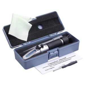 Brix Refractometer with ATC Digital Handheld Refractometer for Homebrew Wort Beer Wine Fruit Sugar, Dual Scale-Specific Gravity 1.000-1.130 and Brix 0-32% (Black)