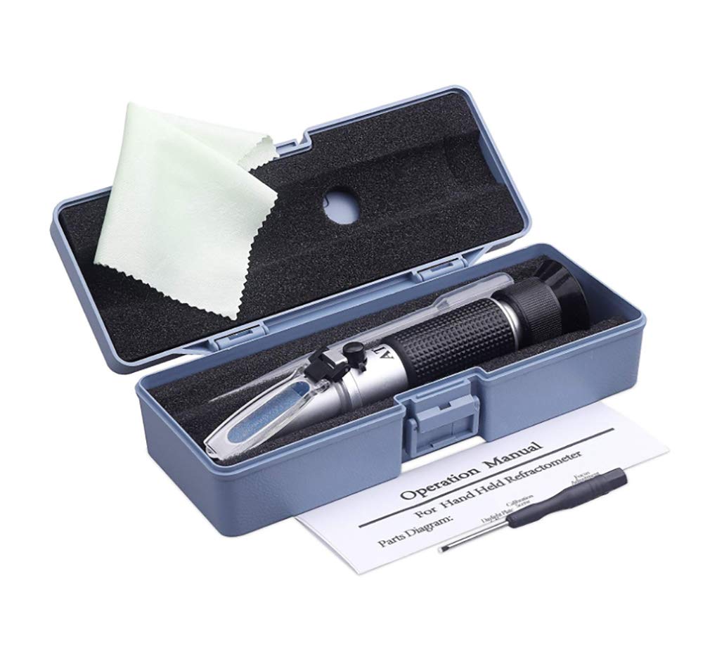 Brix Refractometer with ATC Digital Handheld Refractometer for Homebrew Wort Beer Wine Fruit Sugar, Dual Scale-Specific Gravity 1.000-1.130 and Brix 0-32% (Black)