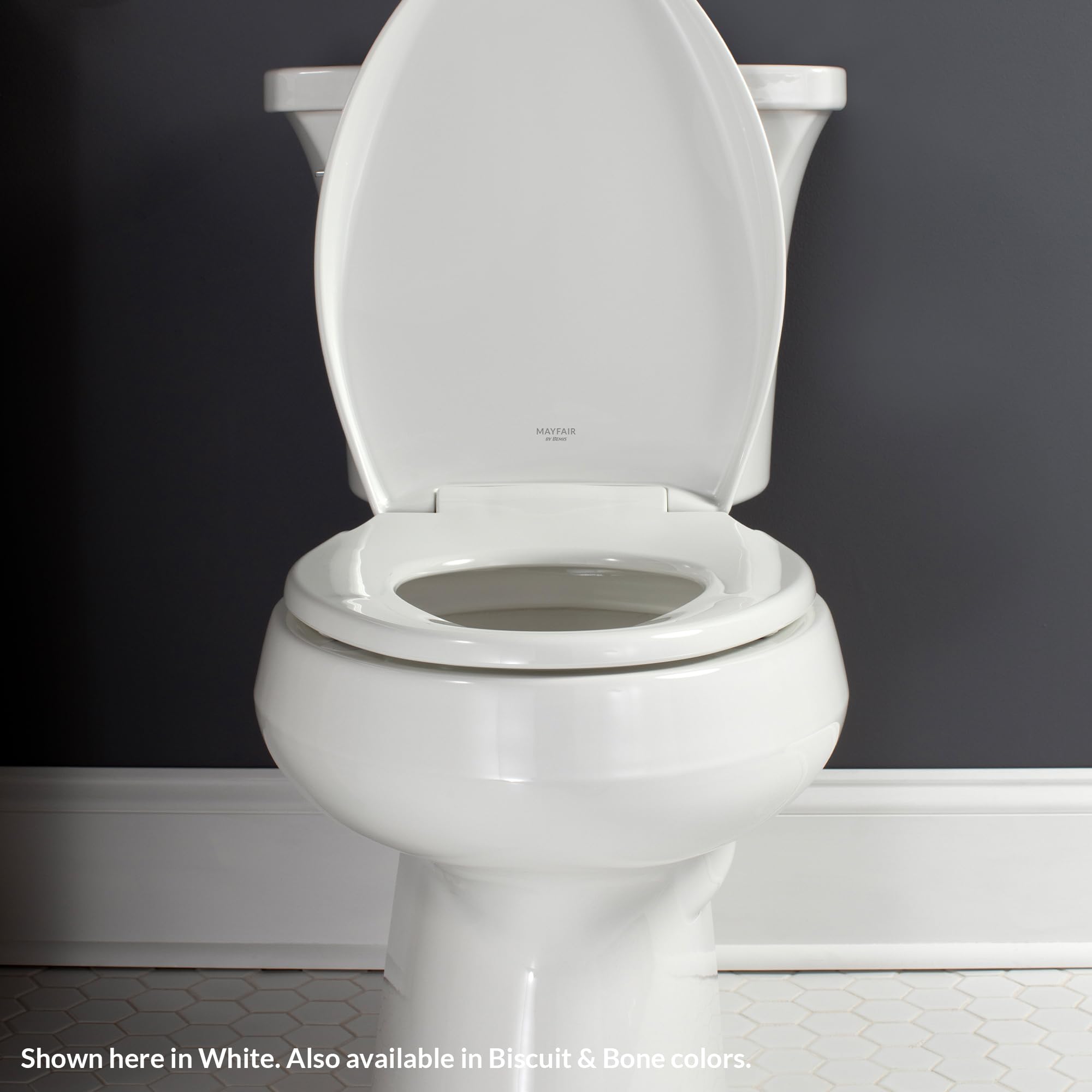 MAYFAIR 887SLOW 346 Affinity Slow Close Removable Plastic Toilet Seat that will Never Loosen, Providing the Perfect Fit, ROUND, Long Lasting Solid Plastic, Biscuit